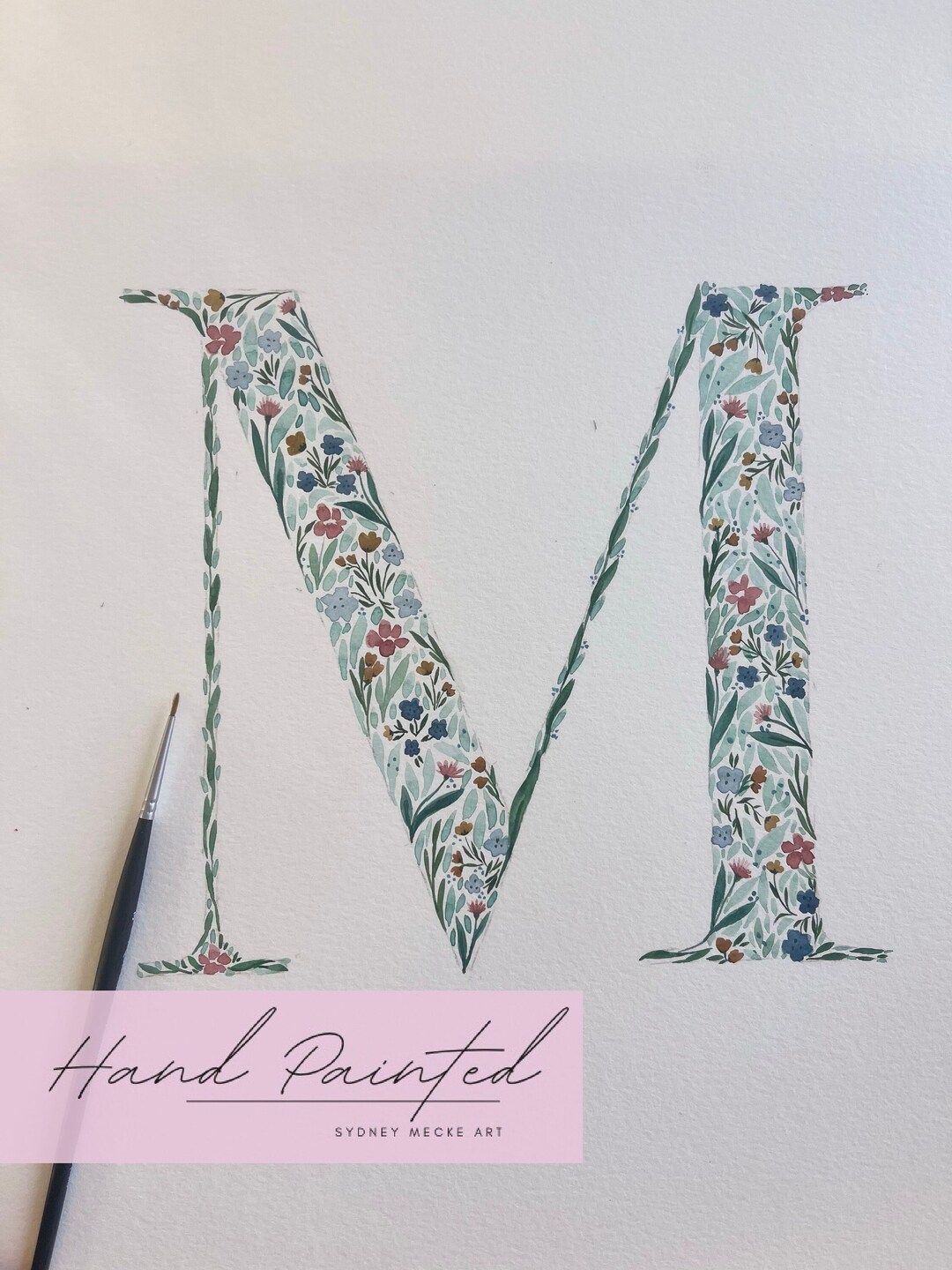 Custom Watercolor Letter, Colorful Floral Name Sign, Custom Floral ...