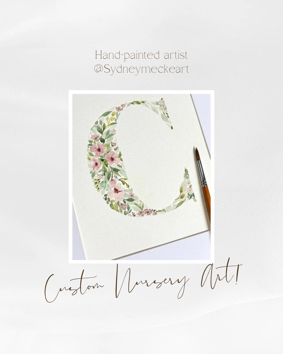 Custom Watercolor Floral Letter, Hand-painted Nursery Initial Art - Etsy