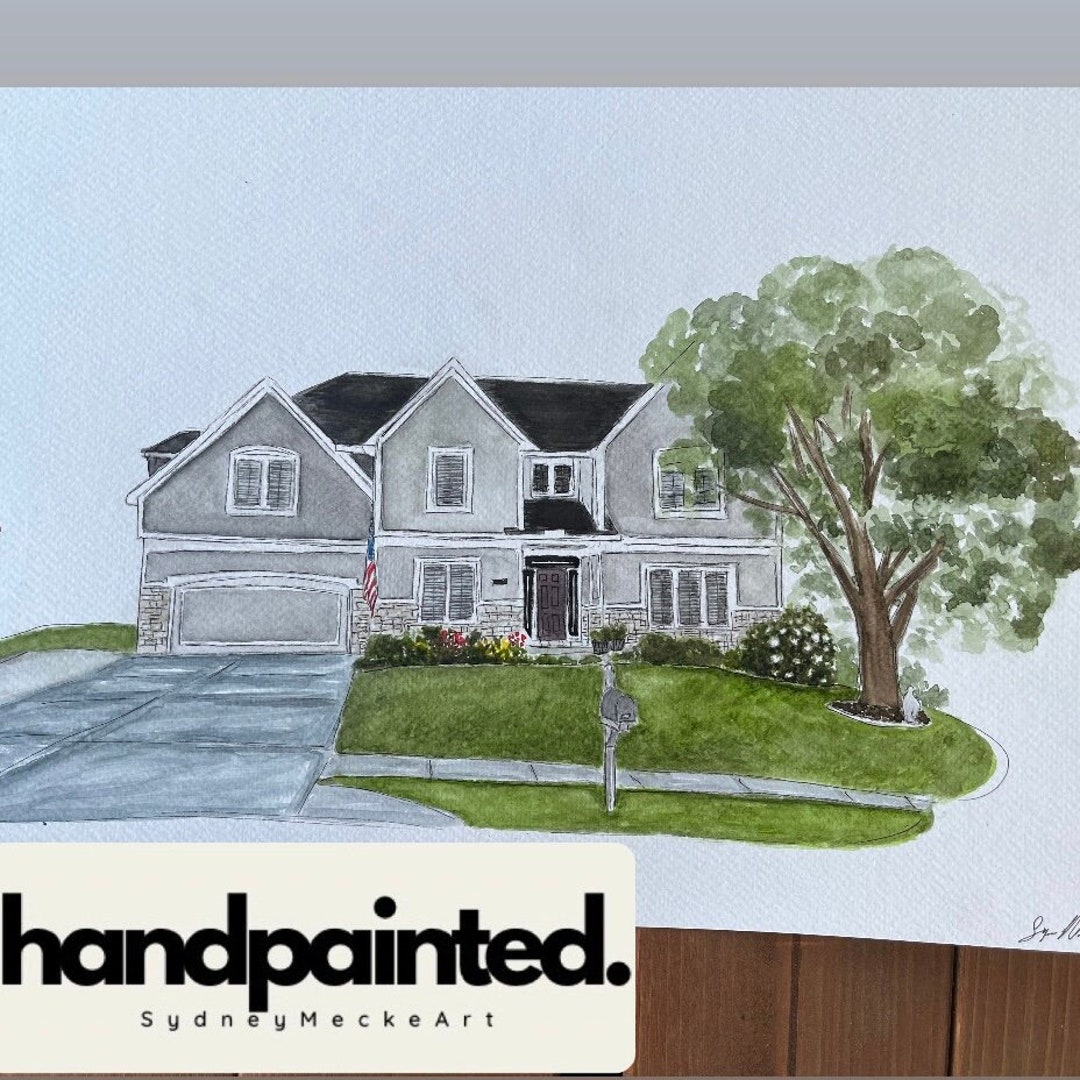 Custom Home Portrait, House Painting, House Portrait, Hand Painted ...