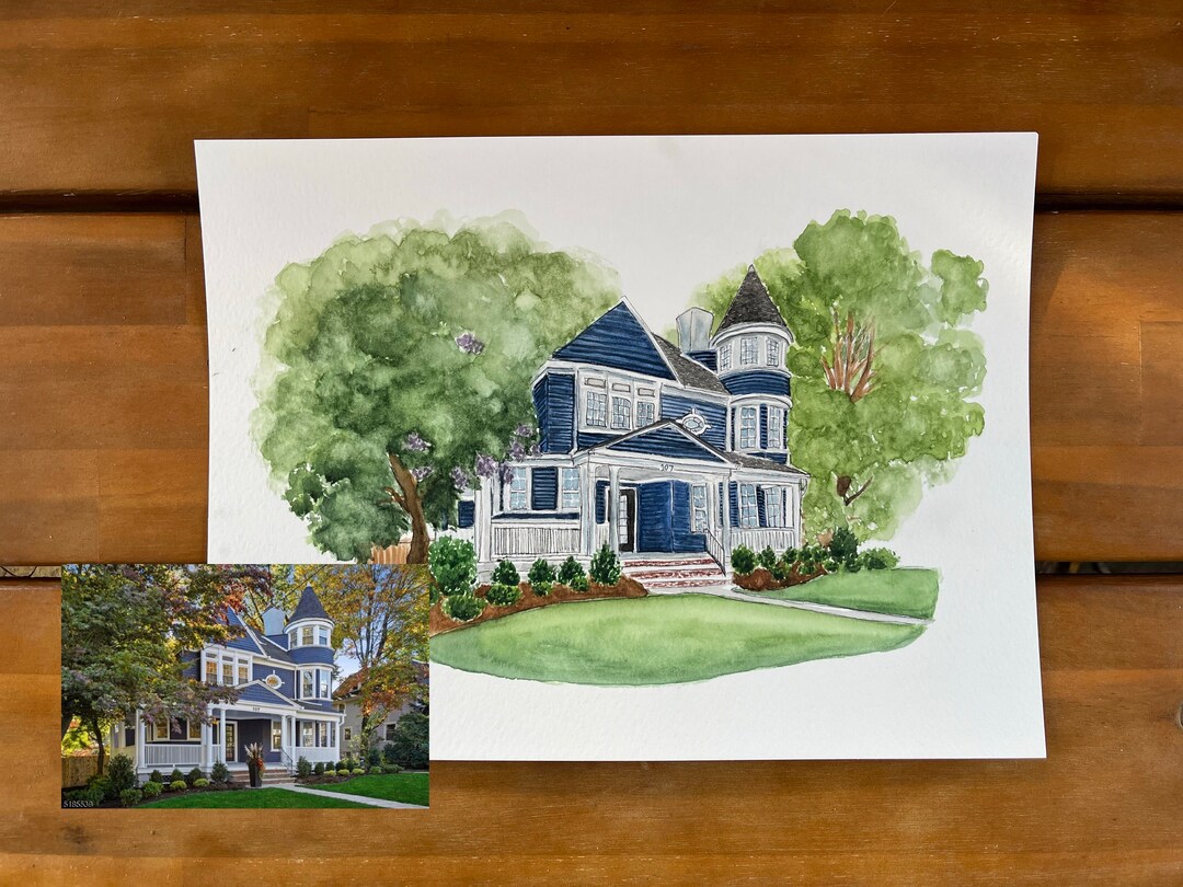 Custom Home Portrait, House Painting, House Portrait, Hand Painted ...