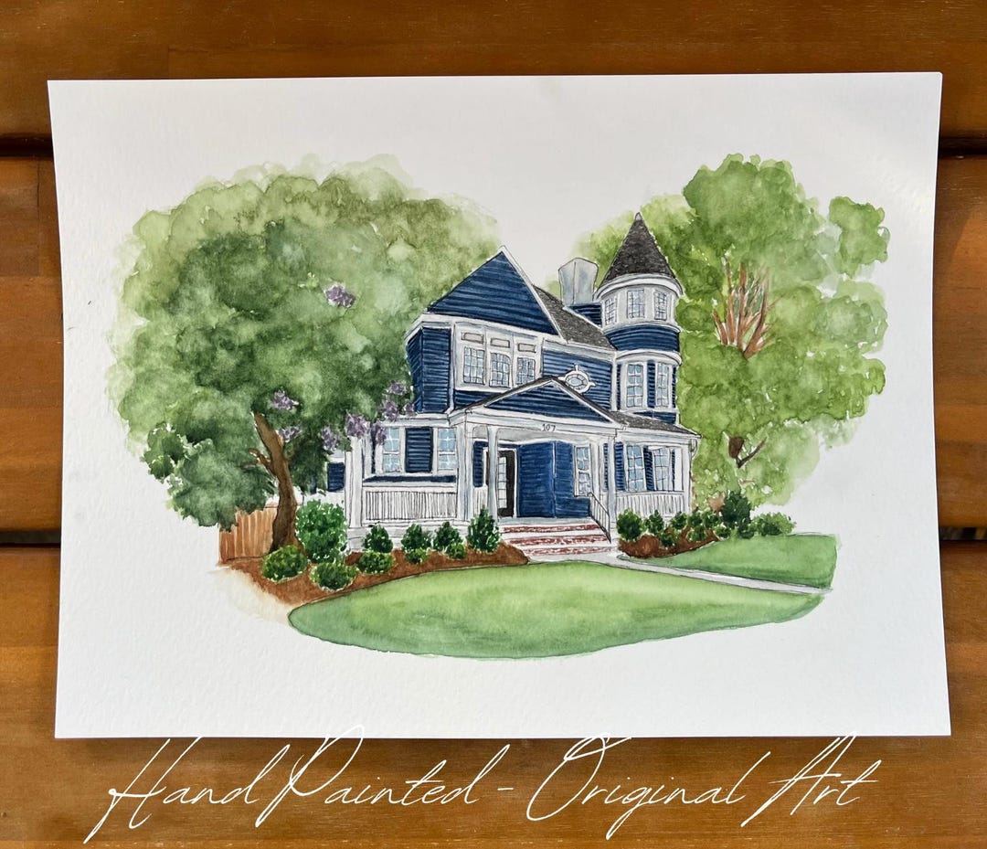 Custom Home Portrait | Original Hand-painted House Art | Framed House ...
