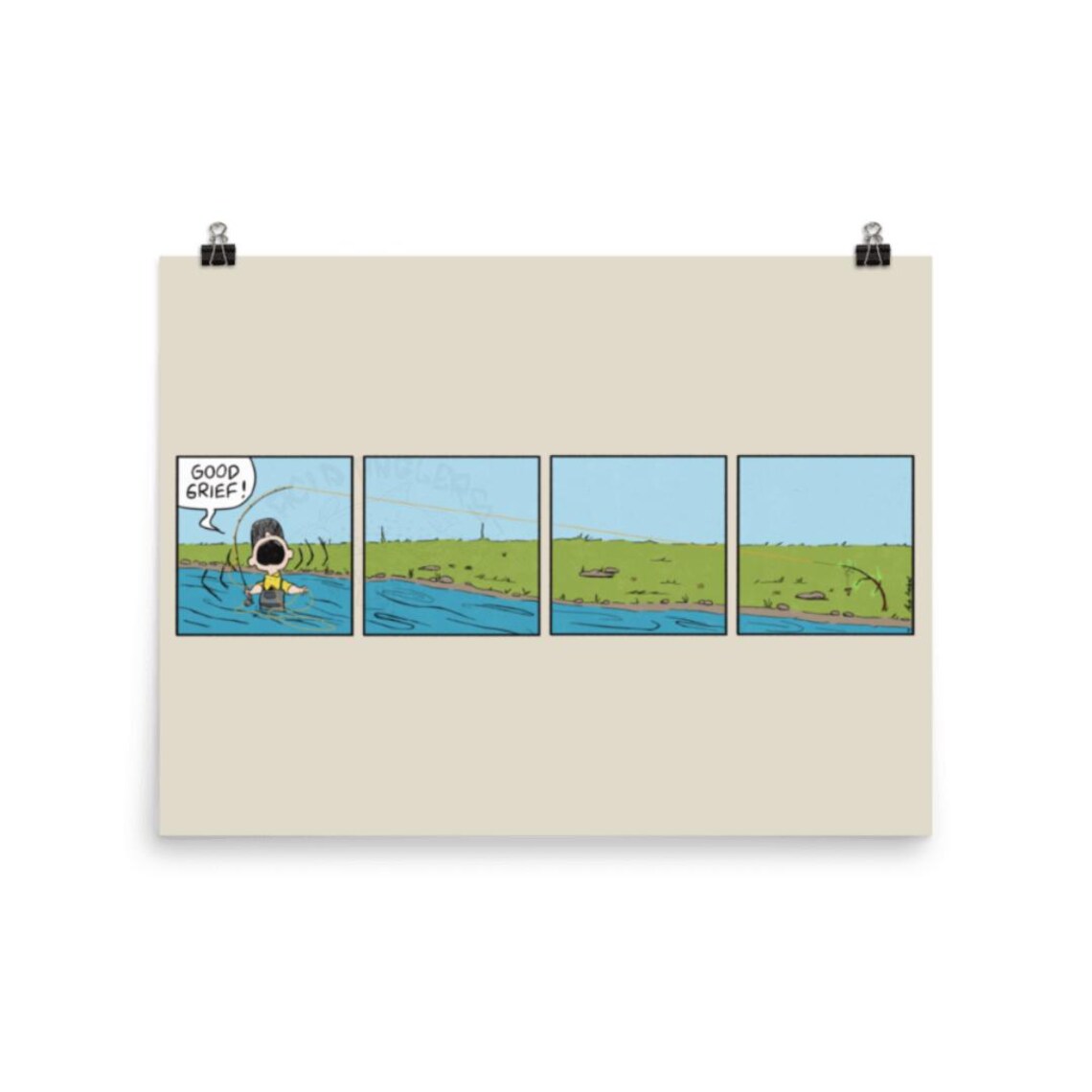 Charlie Brown Fly Fishing Art Print: Comic Dry Fly Illustration - Etsy