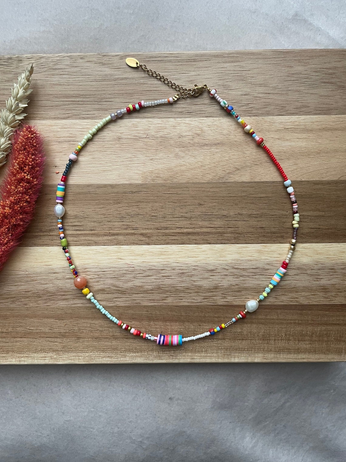 Collier de perles fait main avec perles d’eau douce | multicolore ...