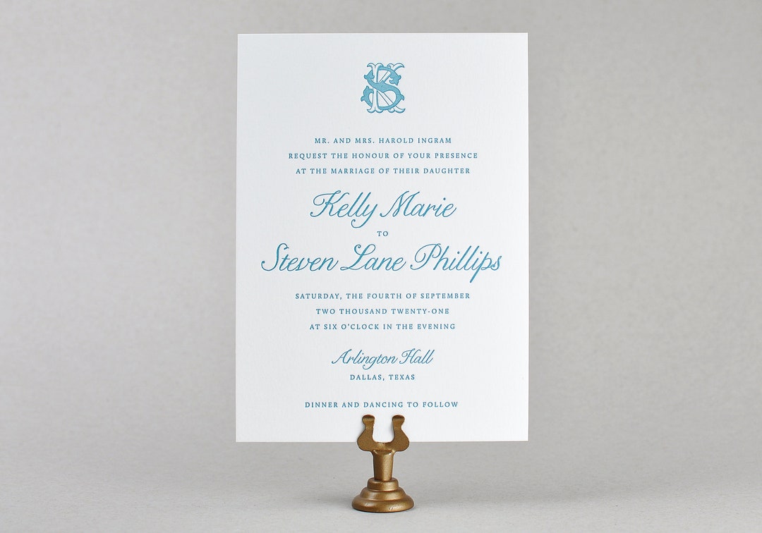 Antique Monogram Letterpress Wedding Invitation Suite - Etsy