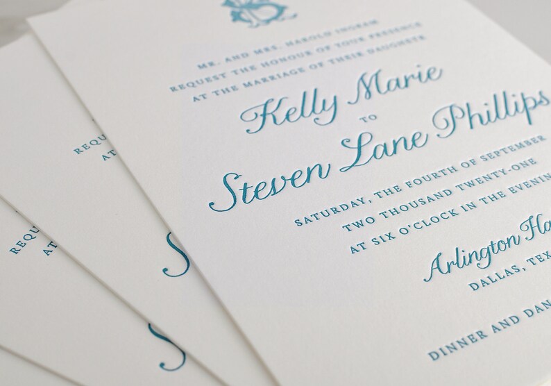 Antique Monogram Letterpress Wedding Invitation Suite - Etsy