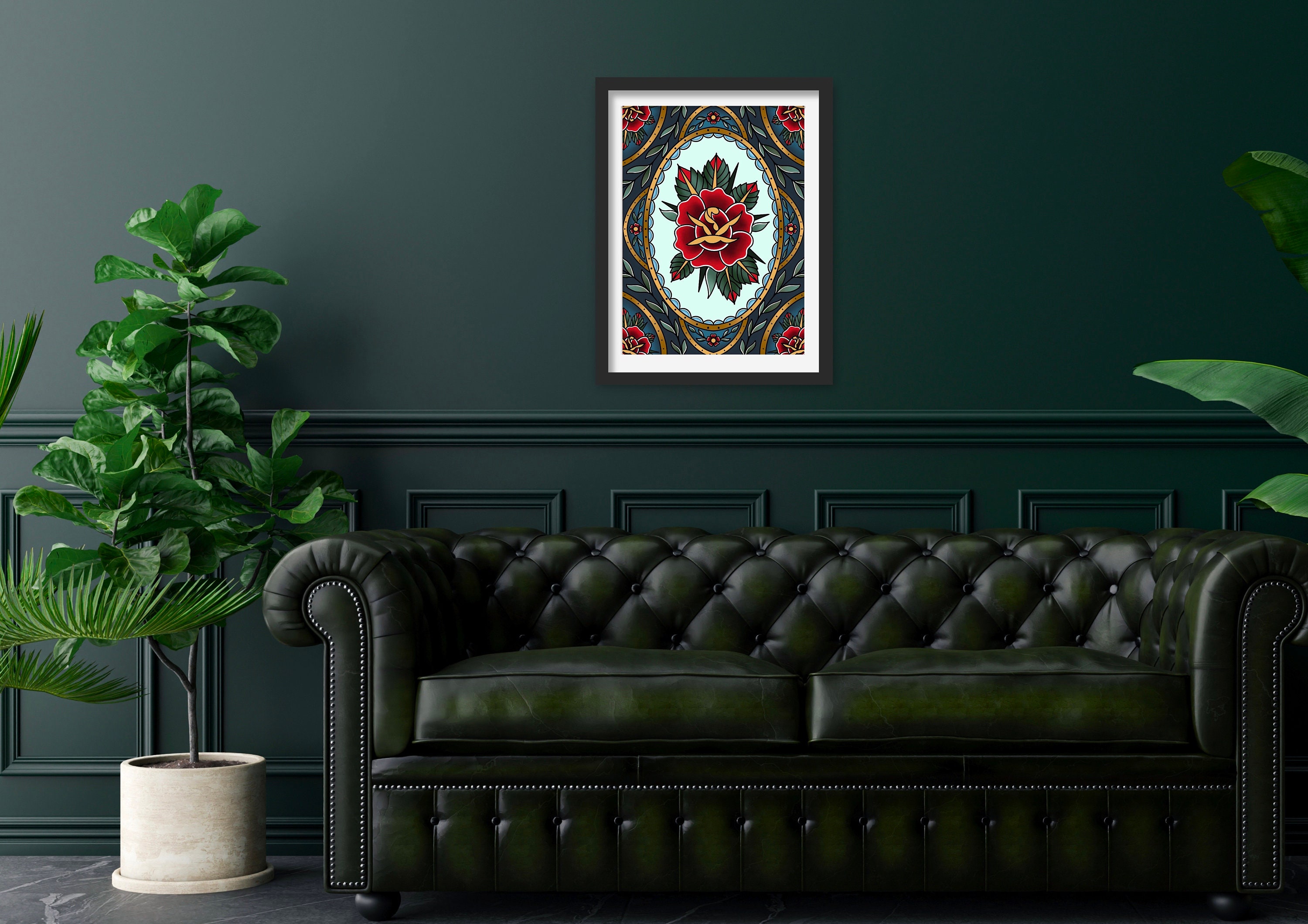 Traditional Rose Tattoo Style A4 Art Print Designed and Signed by Kat James - Etsy