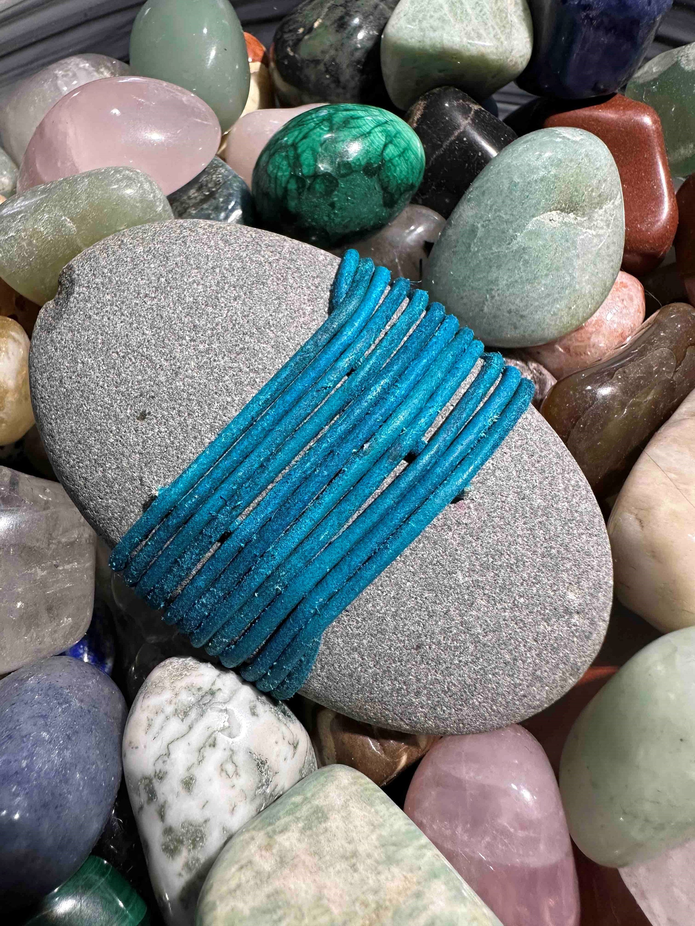 Zen Leather Wrapped Stone Rock Stitched Spine - Etsy