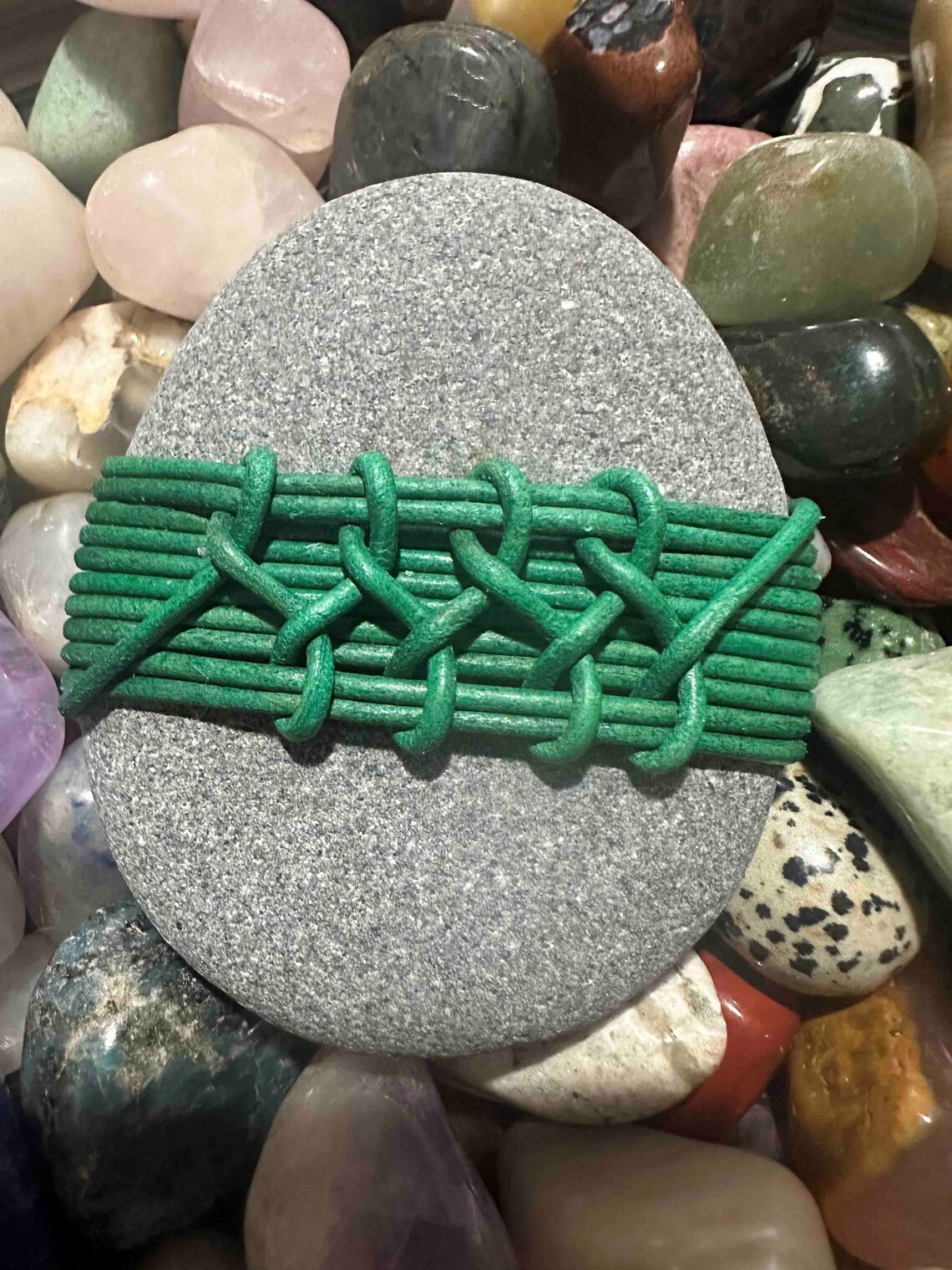 Criss-cross Leather Wrapped Stone Rock - Etsy