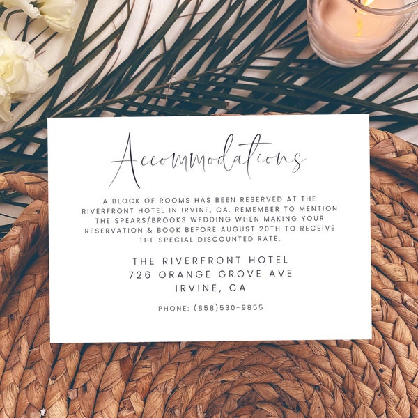 Accommodations for Wedding Invite - Etsy