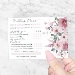 Menu Selection Card Template Printable Wedding RSVP Menu Card - Etsy