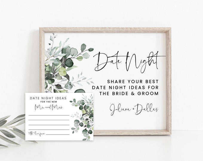 Editable Date Night Ideas Cards & Sign Templates, Date Night Jar ...