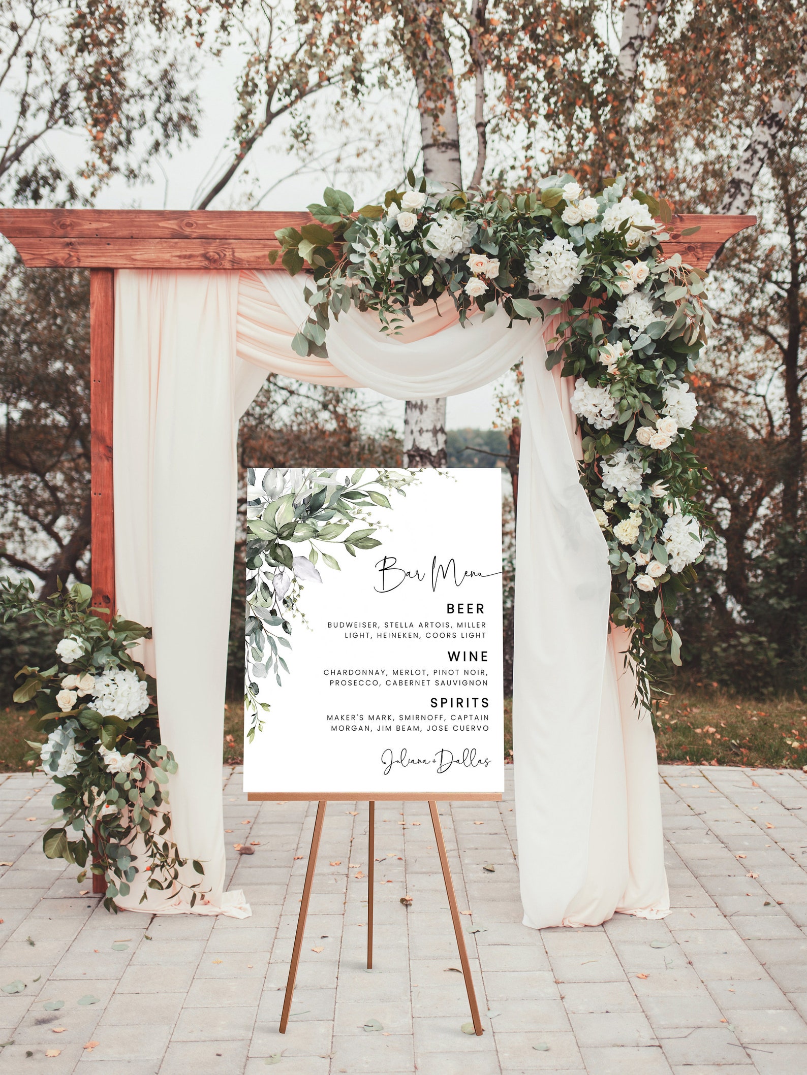 Greenery Bar Menu Template Wedding Bar Menu Sign Drink Menu - Etsy