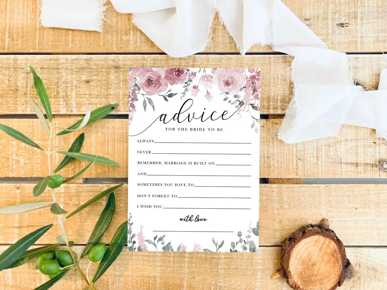 Printable Advice Cards Advice for the Bride to Be Bridal - Etsy
