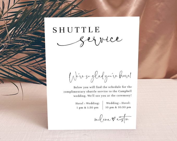 Wedding Shuttle Service Sign, Wedding Shuttle Sign, Shuttle Service ...