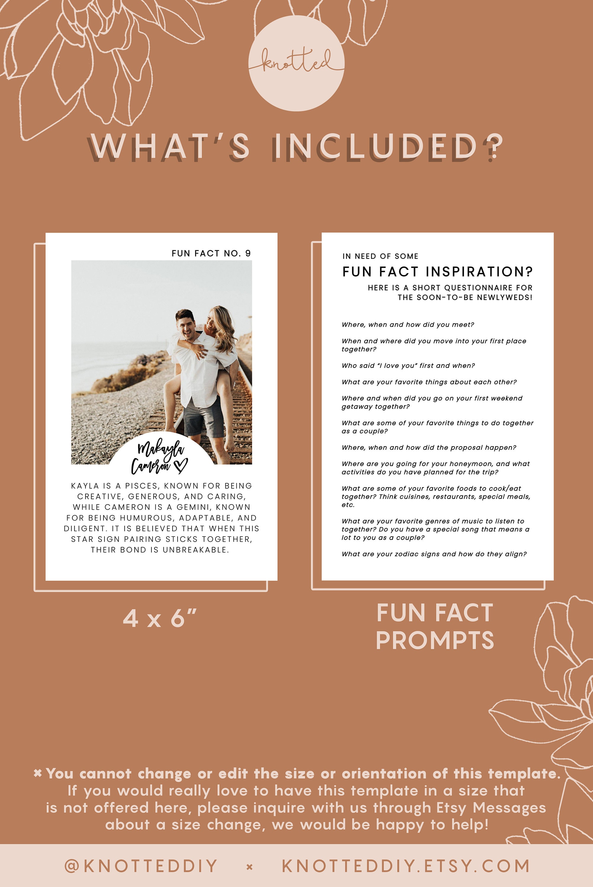 Couple Fun Fact Cards Wedding Fun Facts Wedding and Bridal | Etsy