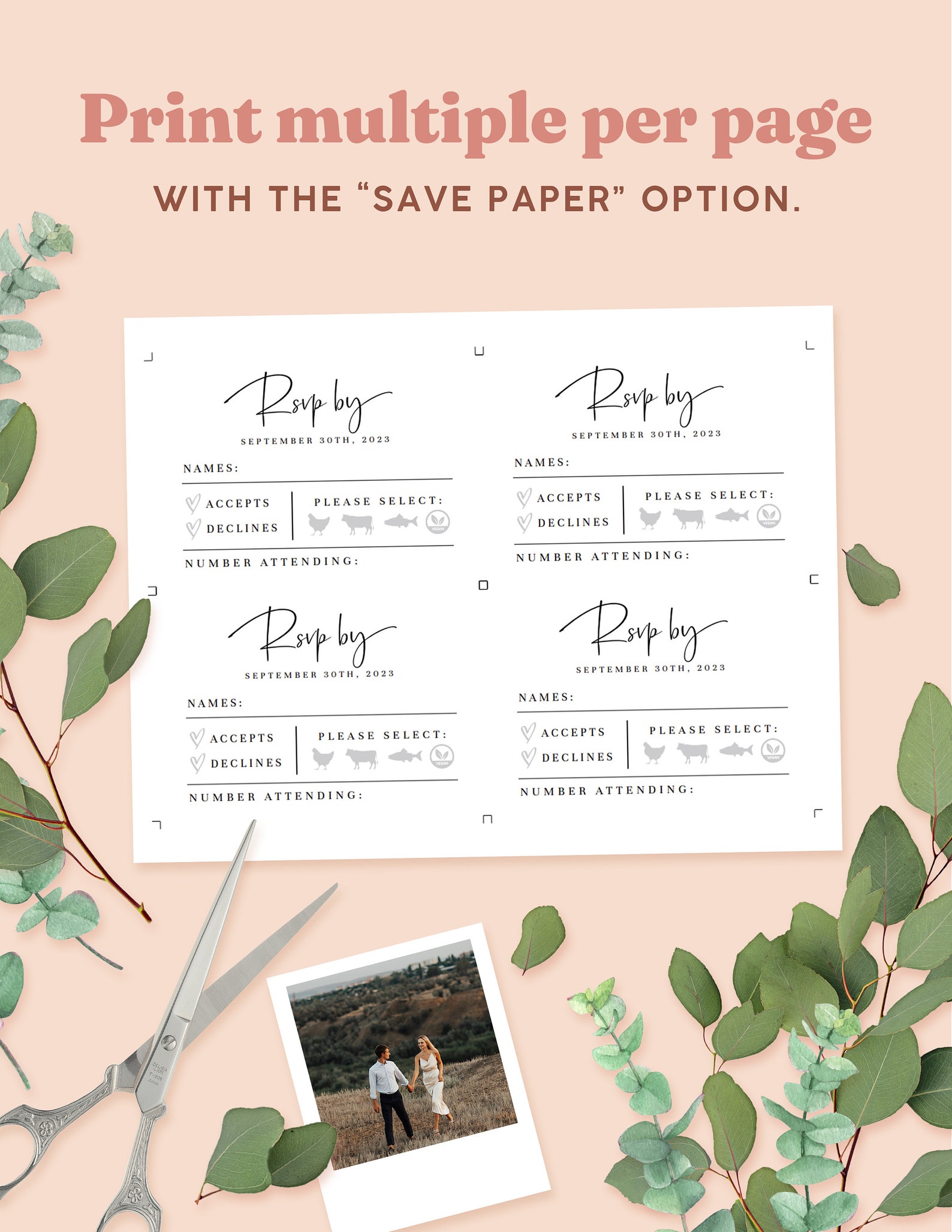 Menu Selection Card Template Printable Wedding RSVP Menu Card - Etsy