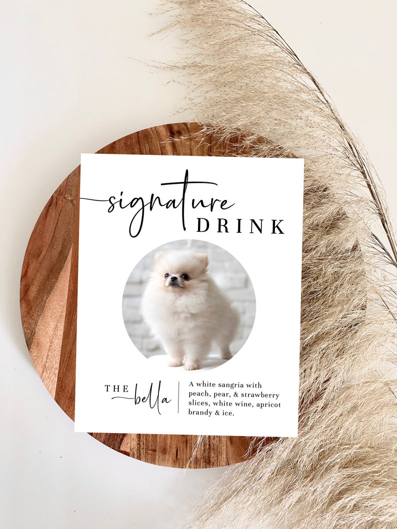 Printable Pet Signature Drink Sign Dog Signature Cocktail | Etsy