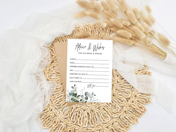 Wedding Advice Cards Template Wishes for the Bride and Groom | Etsy