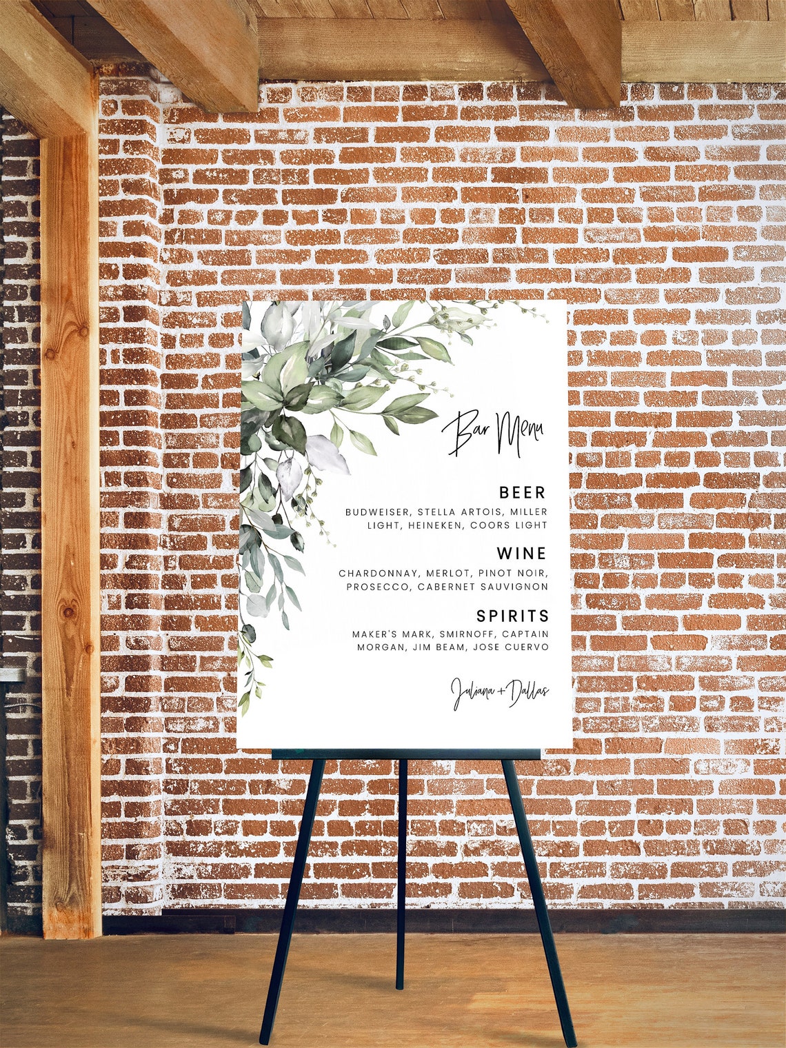 Greenery Bar Menu Template Wedding Bar Menu Sign Drink Menu | Etsy