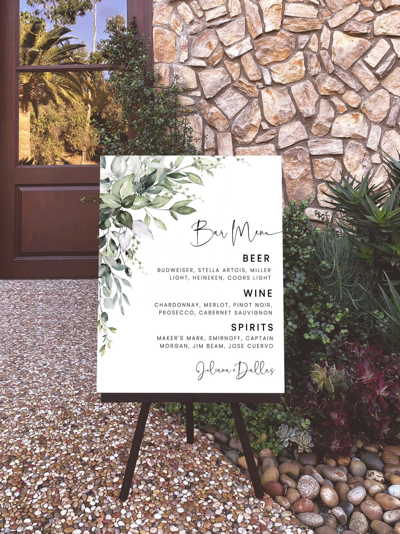 Greenery Bar Menu Template Wedding Bar Menu Sign Drink Menu - Etsy