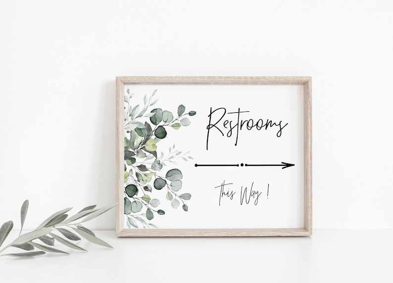 Directional Restroom This Way Sign Printable Arrow Sign - Etsy