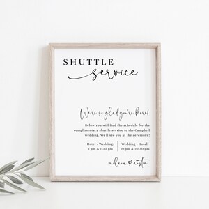Wedding Shuttle Service Sign, Wedding Transportation Sign, Shuttle ...