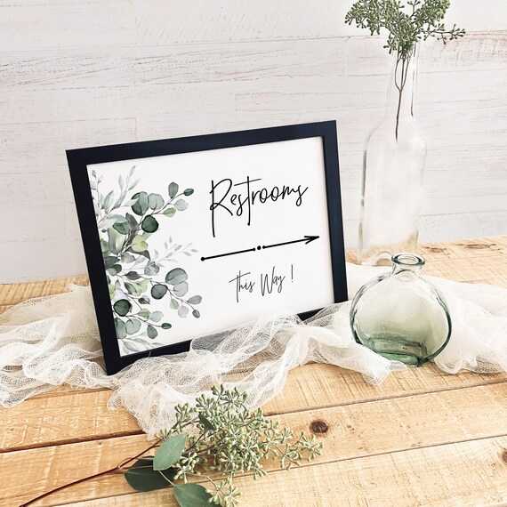 Directional Restroom This Way Sign Printable Arrow Sign - Etsy