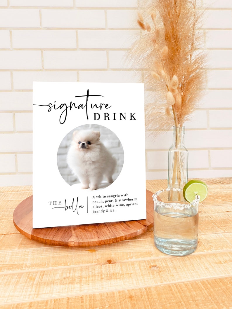 Printable Pet Signature Drink Sign Dog Signature Cocktail | Etsy