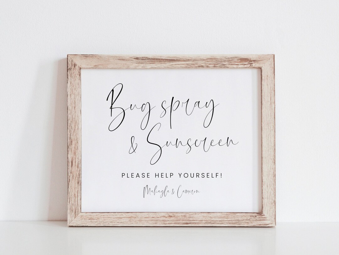Bug Spray and Sunscreen Sign Outdoor Wedding Extras Summer - Etsy
