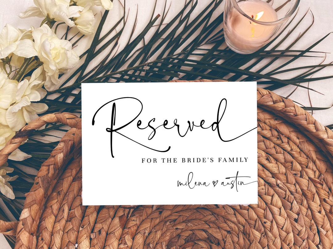 Editable Reserved Sign Wedding Template, Reserved Seating Sign ...