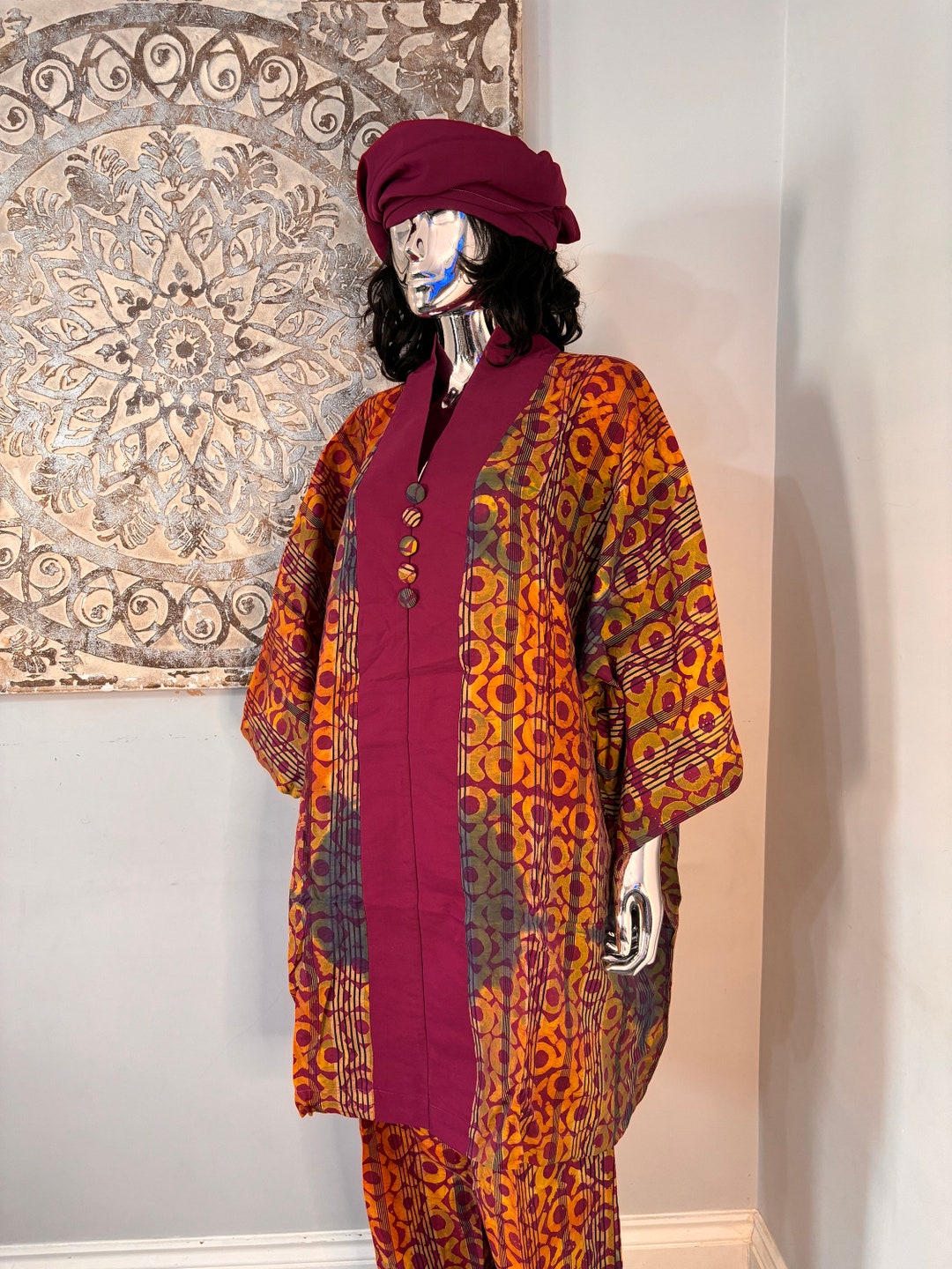 Nigerian Adire Palazzo Two Piece Set Size 8-10 UK - Etsy