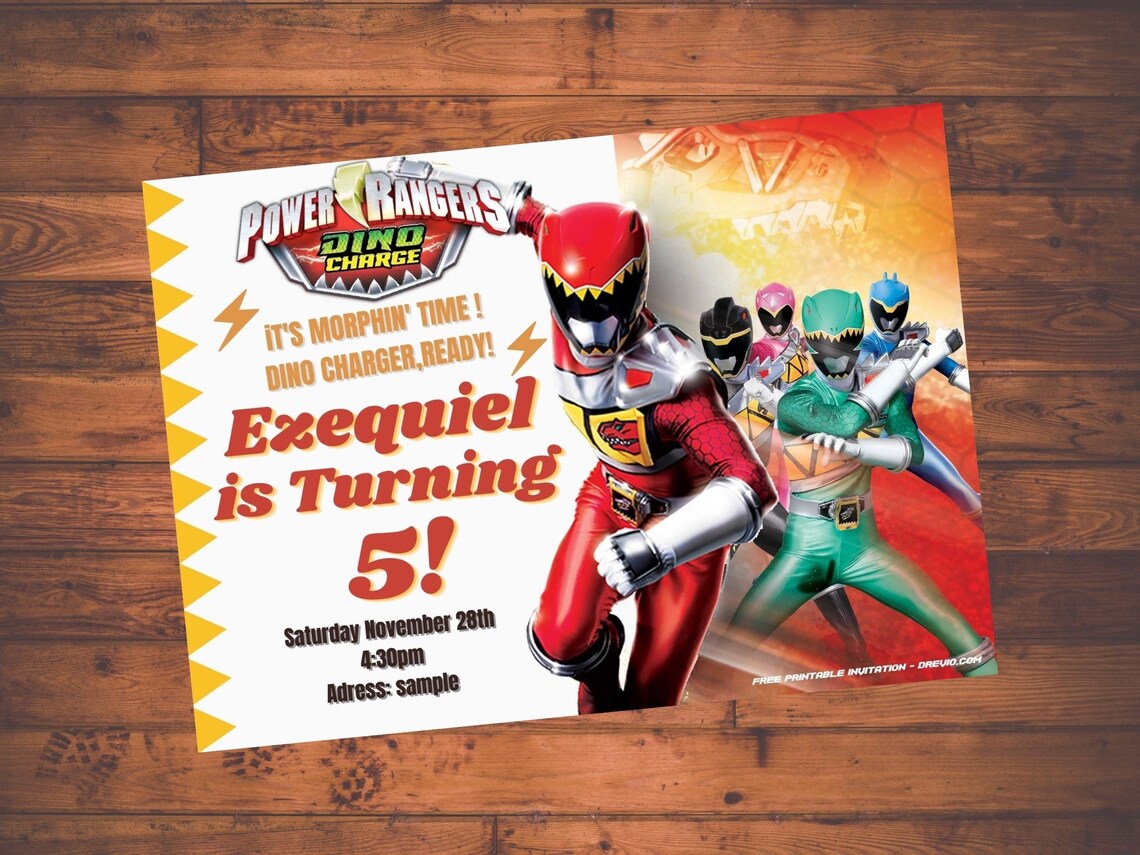 Power Rangers Invitation Editable File Etsy
