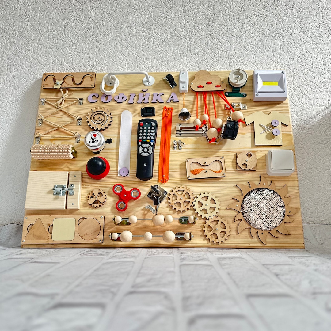 Wooden Toddler Toy Busy Board - Busyboard (35in1) Montessori Learning ...