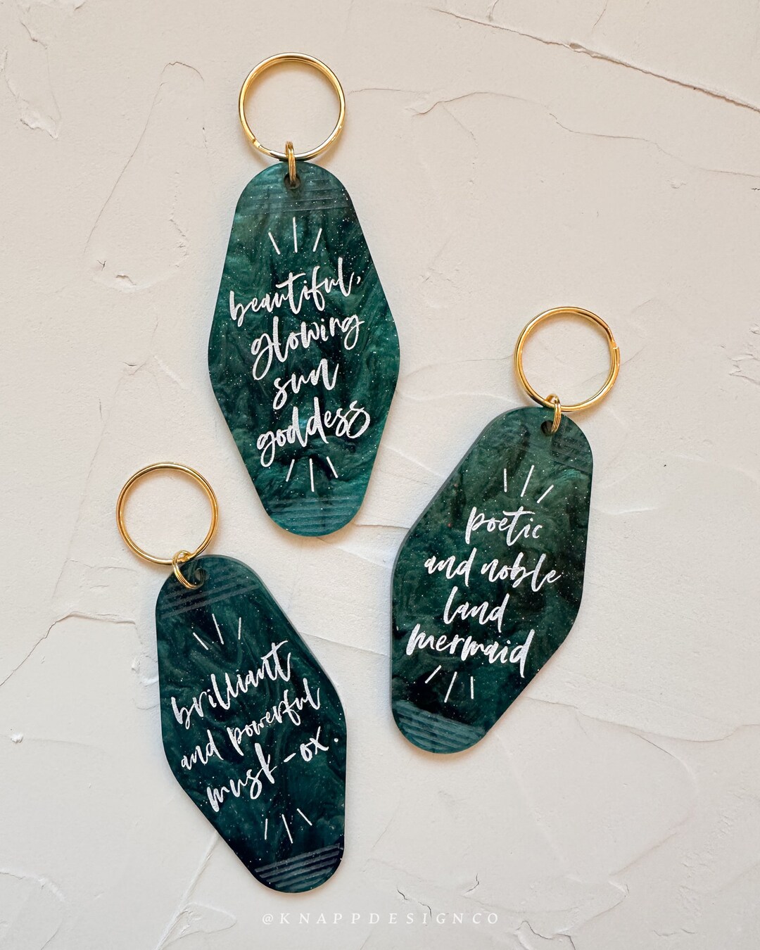 Galentine's Day Compliment Keychain - Emerald Galaxy | Sun Goddess ...