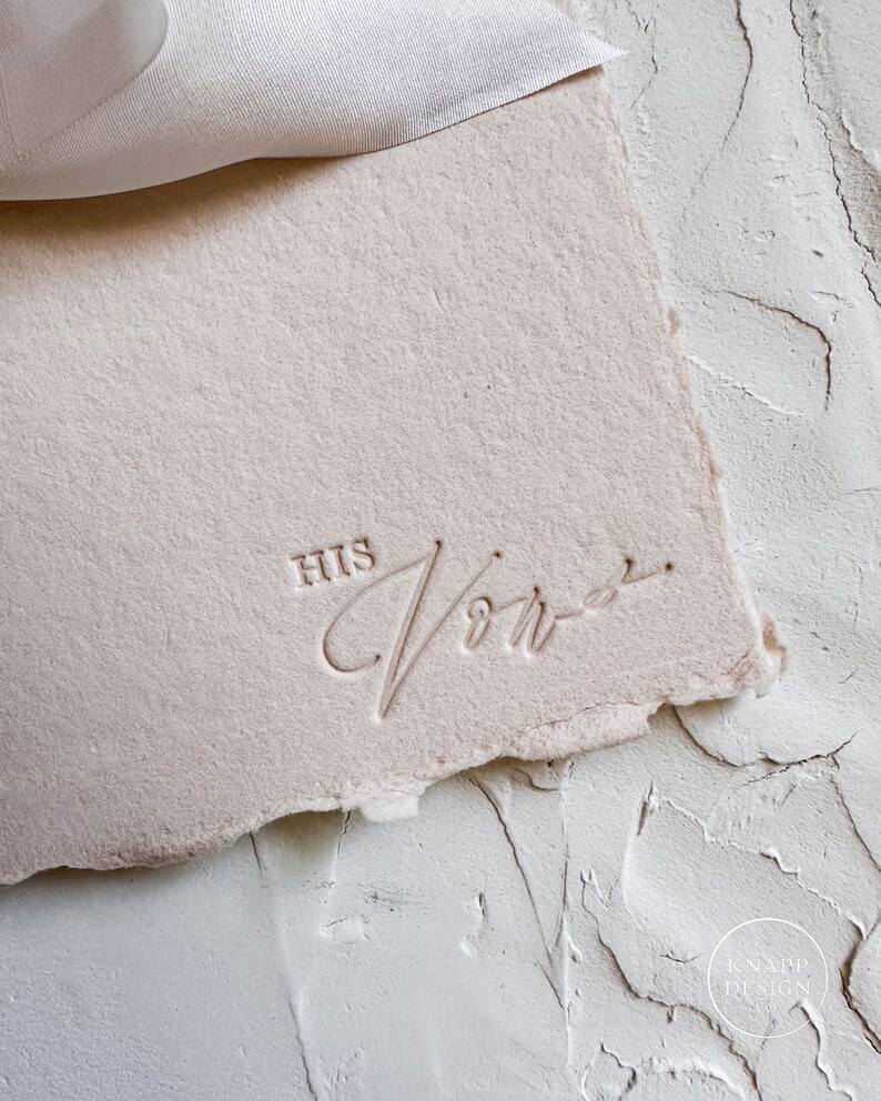 HIS Wedding Vow Book • Letterpress on Sandy Beige Handmade Paper With ...