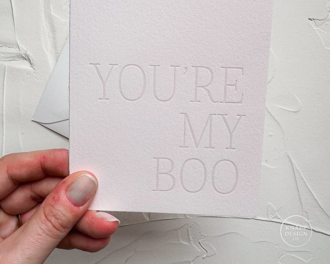 Love Card you're My Boo. Letterpressed Blush Card With Envelope - Etsy