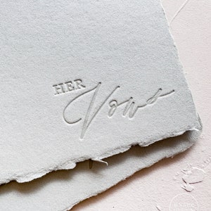 HER Vow Booklet • Letterpress on Sage Green Handmade Paper With Silk ...