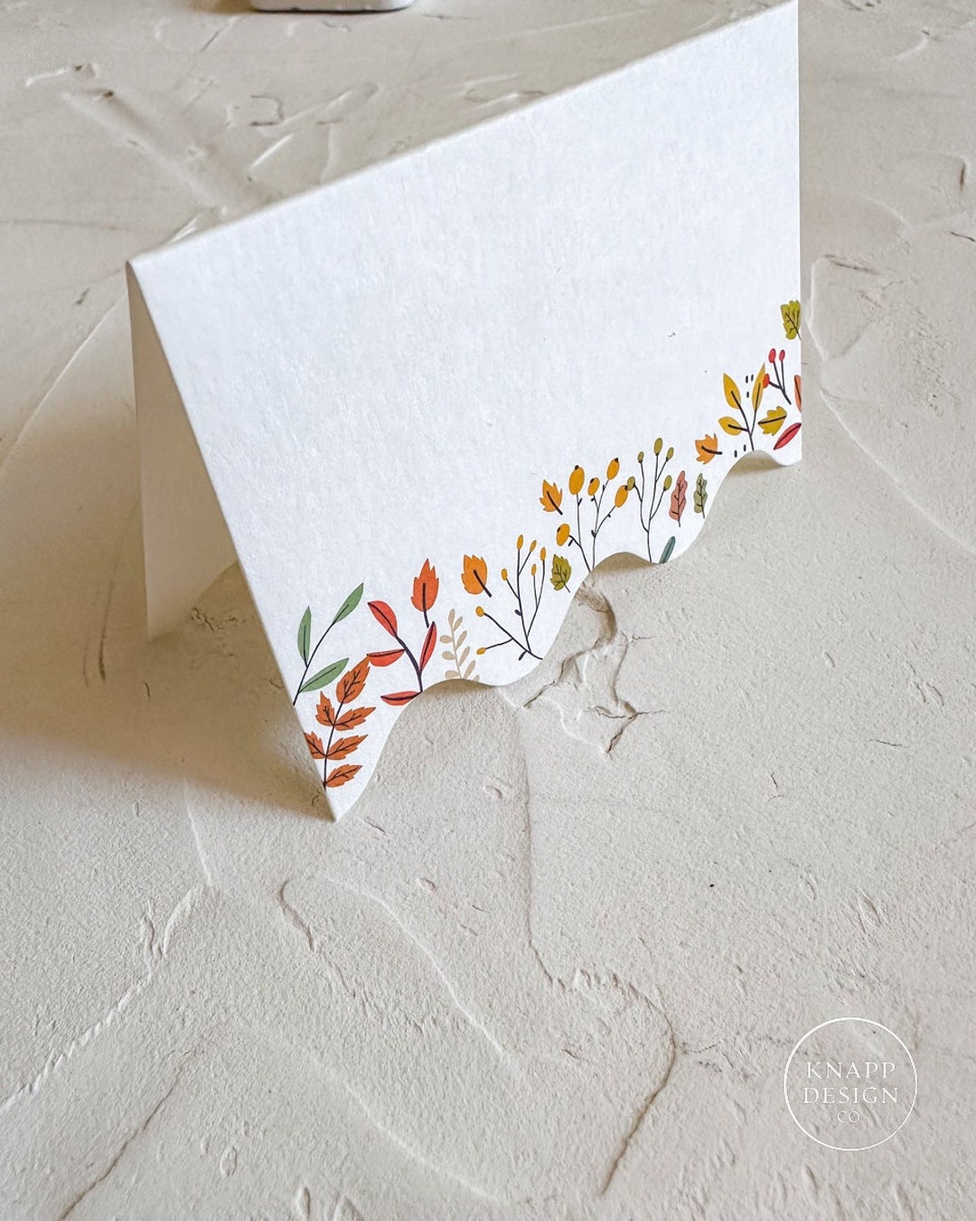 Wavy Edge Place Cards With Fall Leaves and Foliage - Perfect for ...