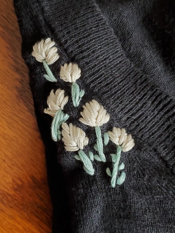 Hand Embroidered V Neck Sweater - Etsy