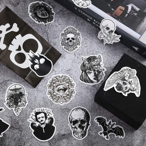 10-100 Pcs Random Gothic Stickers Dark Horror Vinyl Waterproof Black ...