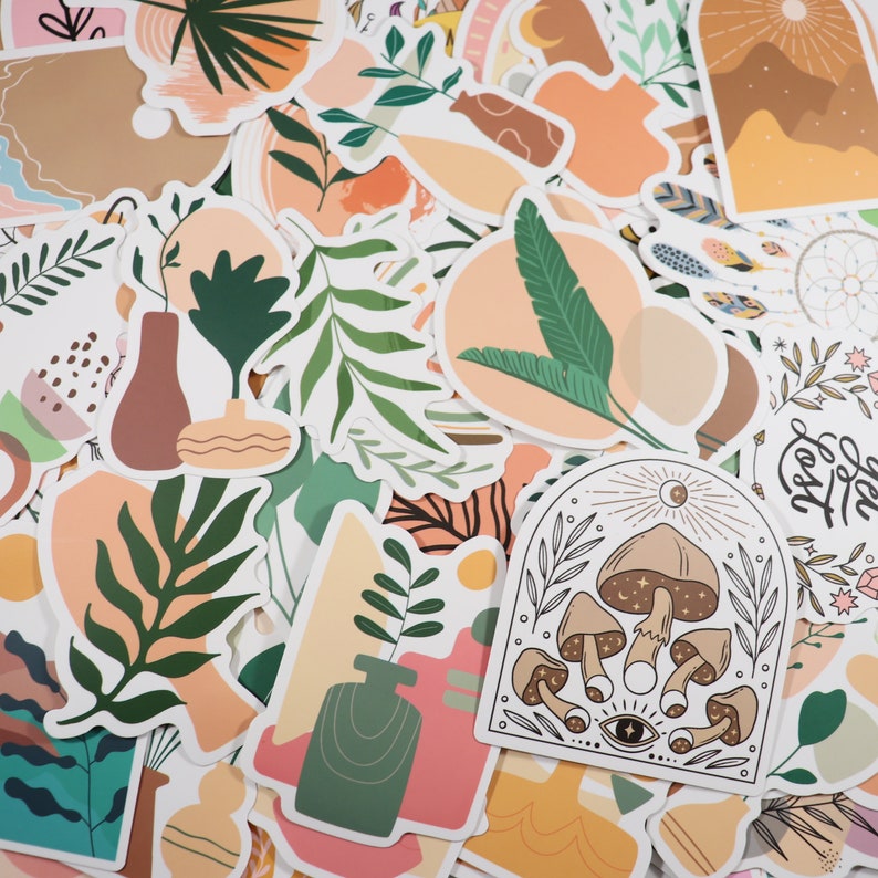 5-100pcs Aesthetic Boho Stickers Cute Vinyl Waterproof - Etsy