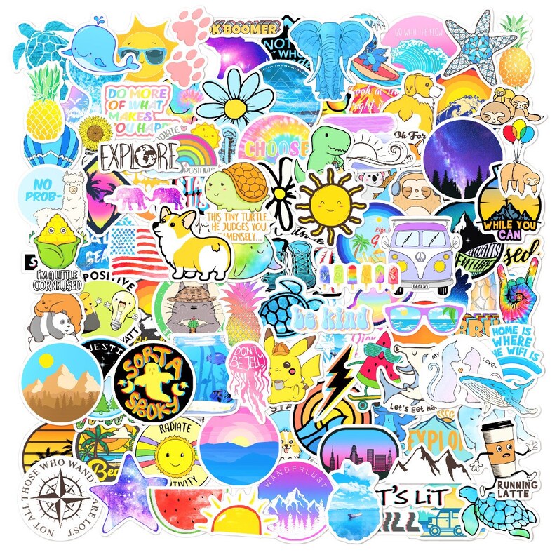300pc VSCO Stickers Pack Ocean Themed Outdoor Decal for Laptop Hydro ...