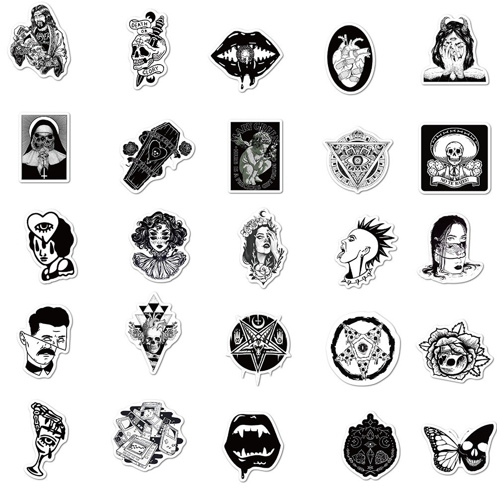 10-100 Pcs Random Gothic Stickers Dark Horror Vinyl Waterproof - Etsy