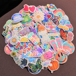 10-100 PCS Holographic Aesthetic Stickers, Boho Reflective Laptop ...
