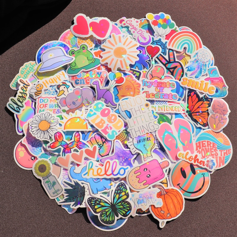 10-100 PCS Holographic Aesthetic Stickers Boho Reflective - Etsy