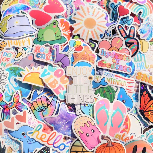 10-100 PCS Holographic Aesthetic Stickers Boho Reflective - Etsy