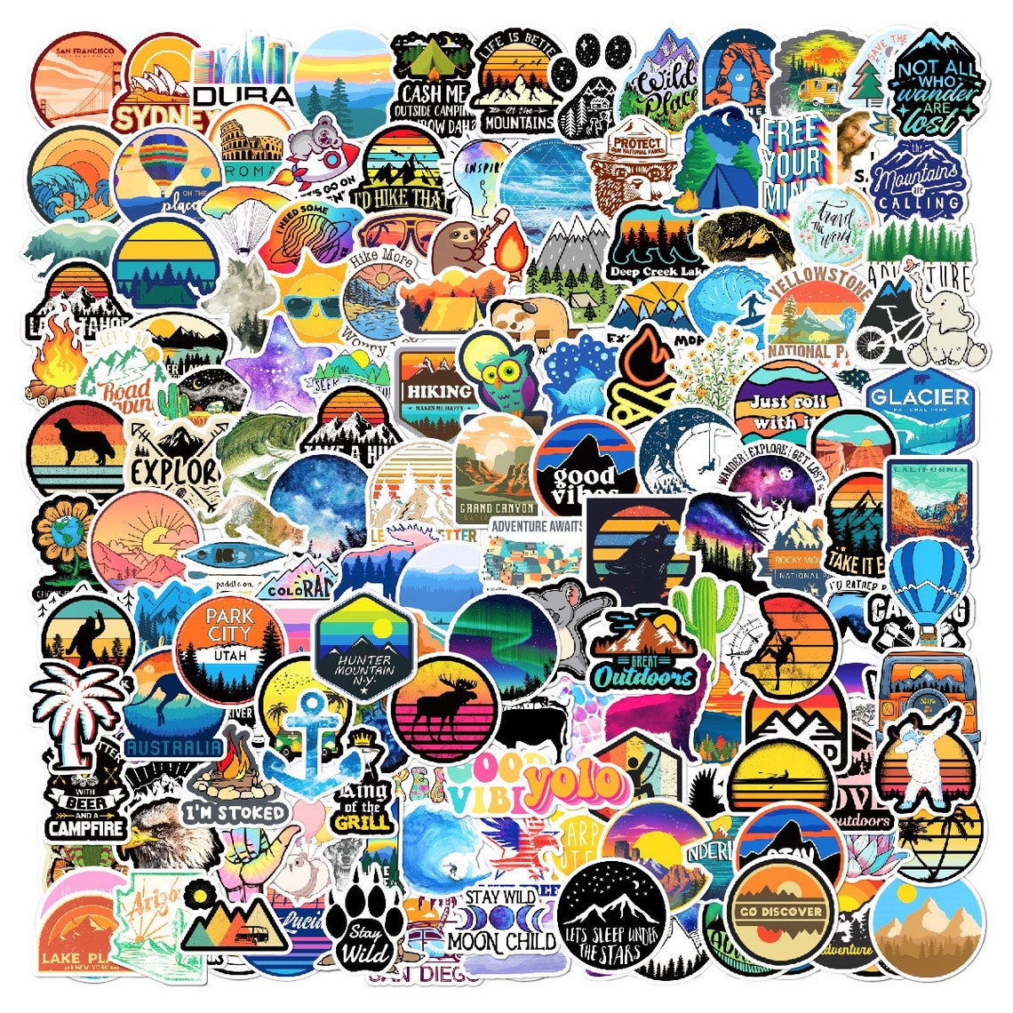 200pc Stickers Pack Outdoor Camping Hiking Stickers Pack - Etsy