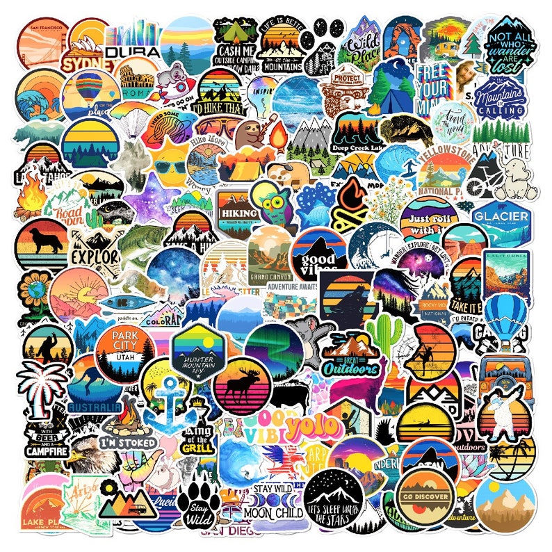 200pc Stickers Pack Outdoor Camping Hiking Stickers Pack Nature Vsco ...