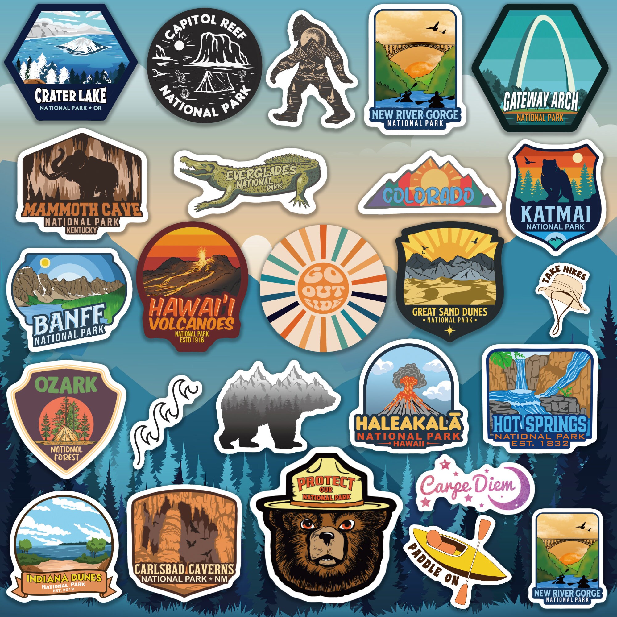150 Pcs National Parks Stickers Pack for Water Bottles, Hiking Outdoor ...