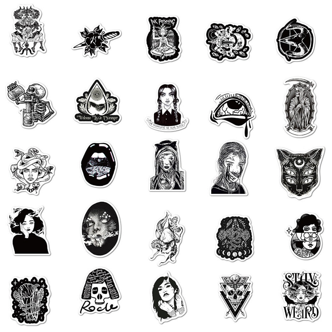 10-100 Pcs Random Gothic Stickers Dark Horror Vinyl Waterproof - Etsy